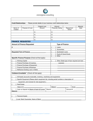 Project Finance Application Form Intro Short | DOC