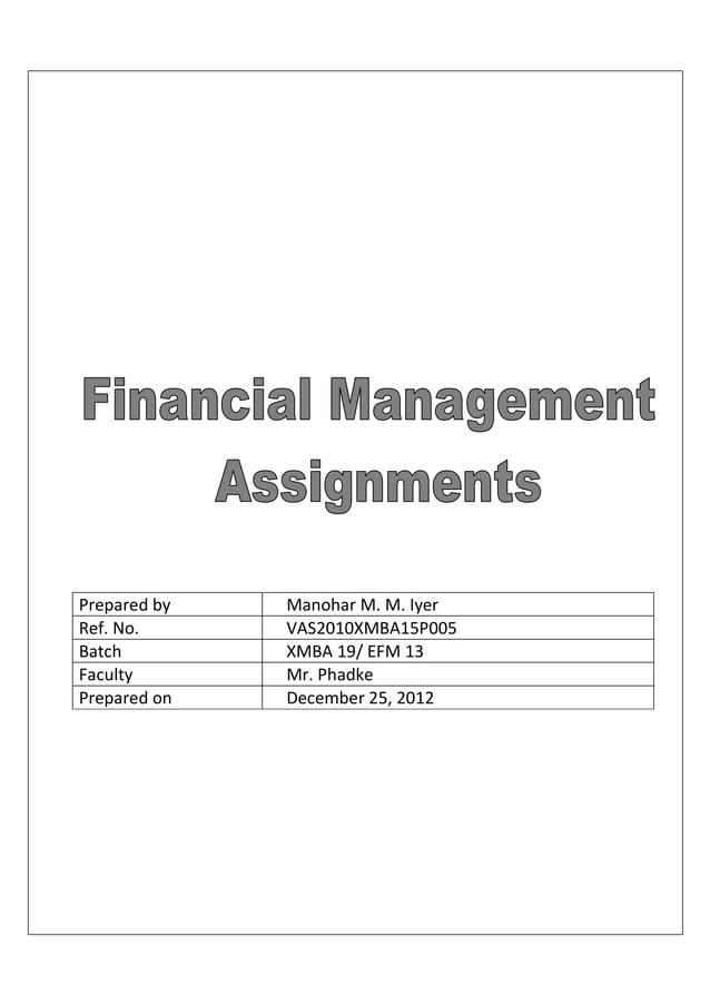 Project Finance management assignment | PDF | Stocks and Bonds | Personal Investing