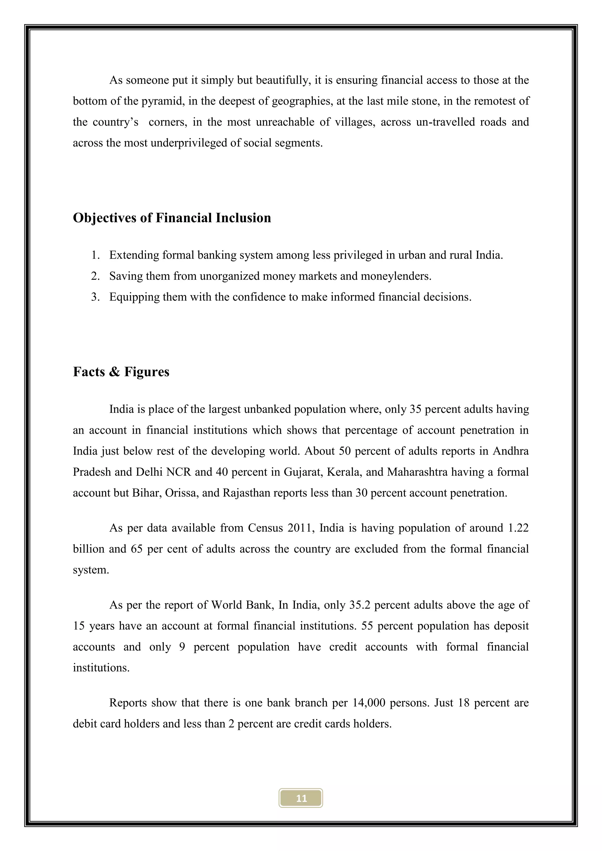 MBA Final Year Project on Financial Inclusion | PDF