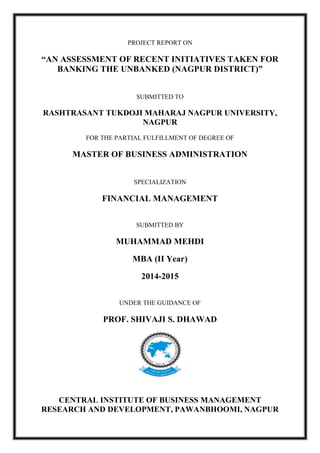 MBA Final Year Project on Financial Inclusion | PDF