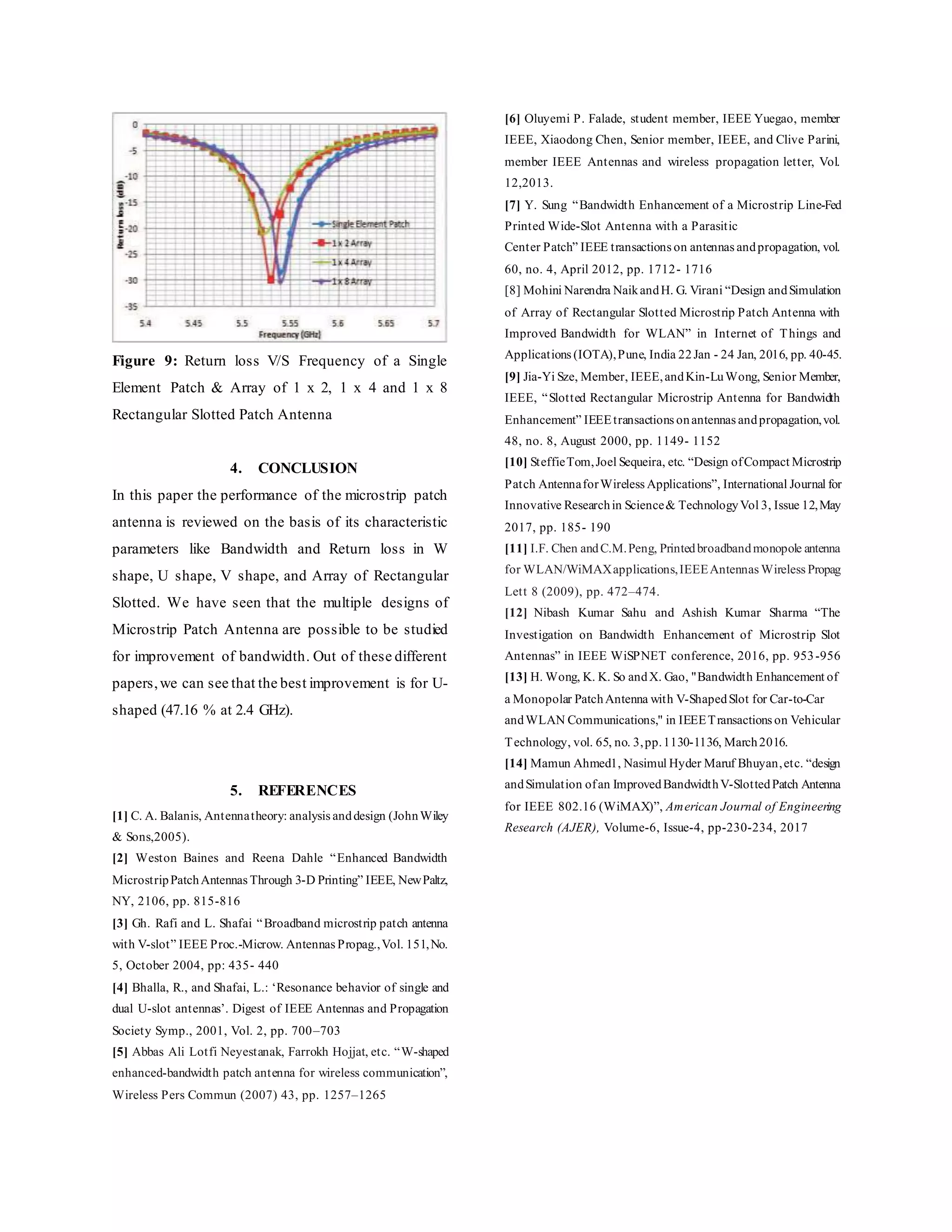 review paper on improvement of bandwidth for micro strip patch antenna | DOCX | Physics | Science