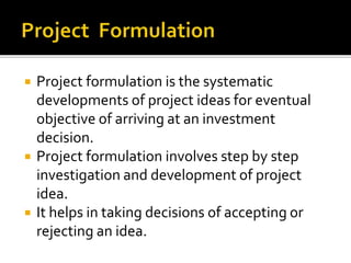 Project formulation (1) | PPT