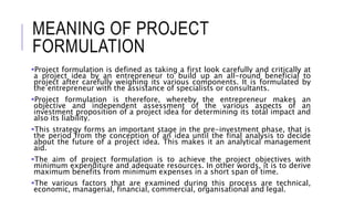 Project formulation and appraisal | PPTX