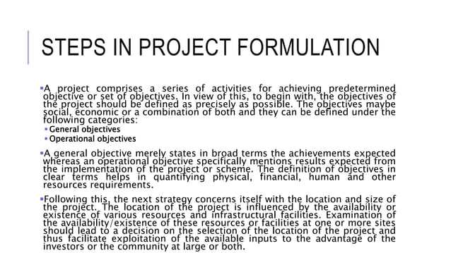 Project formulation and appraisal | PPTX | Business Accounting ...