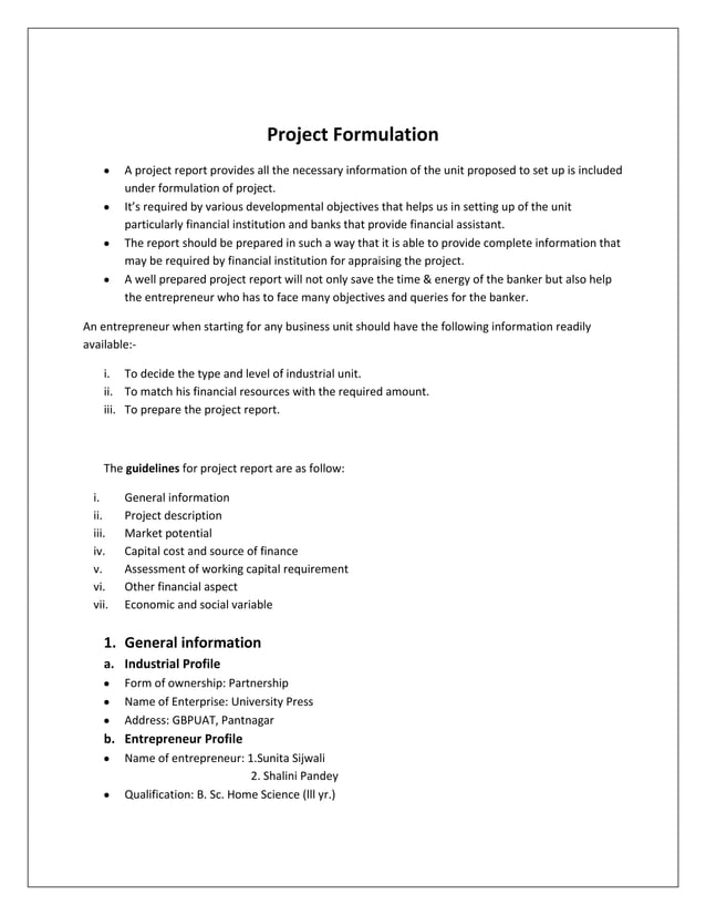 Project formulation by shalini | PDF