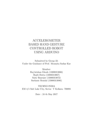 ACCELEROMETER BASED HAND GESTURE CONTROLLED ROBOT USING ARDUINO | PDF