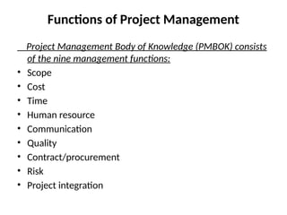 PROJECT FUNCTIONS (5) in project management .pptx