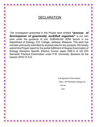 Project genetical modified organisms. By subhrajyoti sahoo | PDF