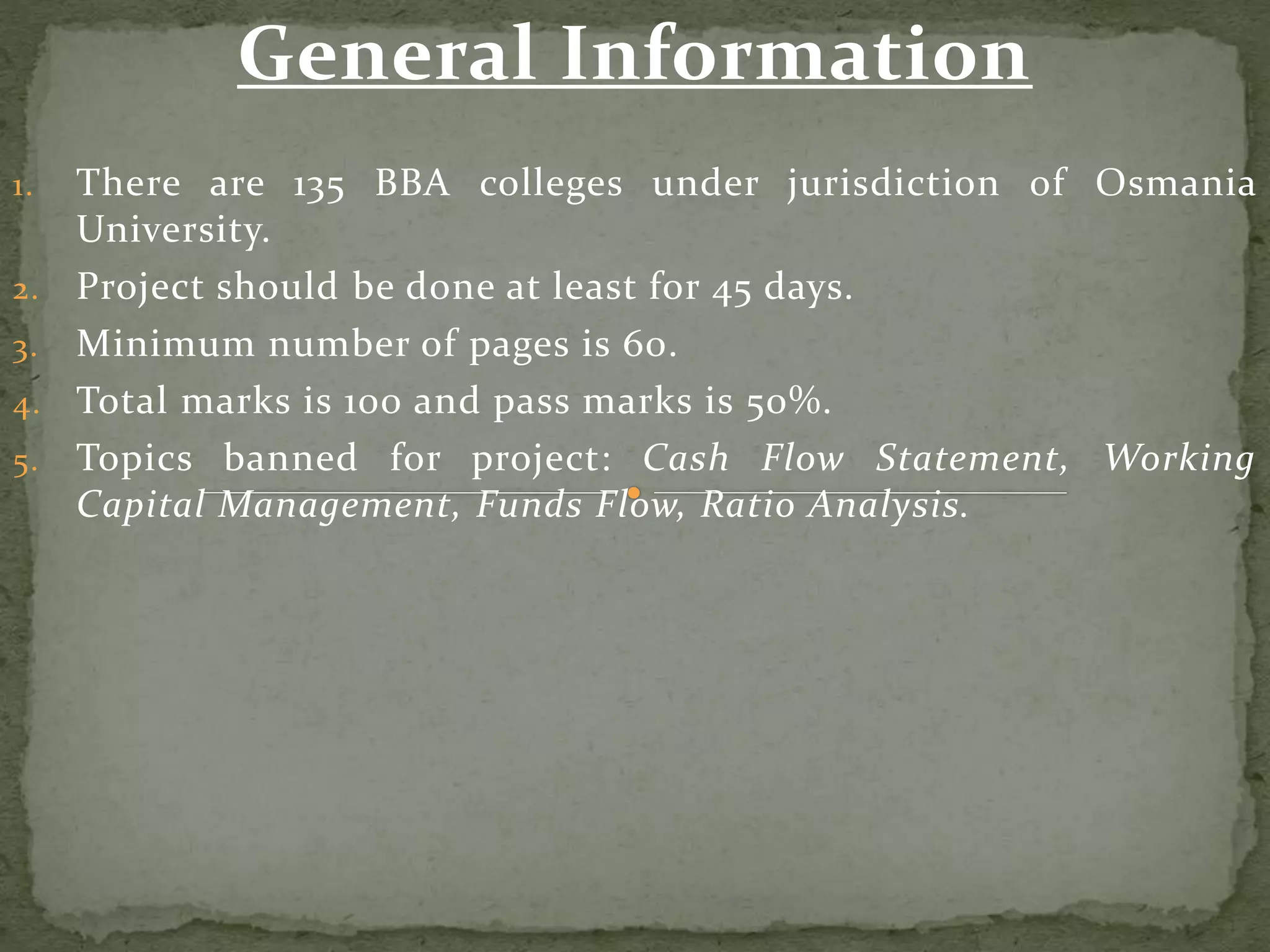 Project guidance for bba students - Osmania University, Hyderabad | PPTX