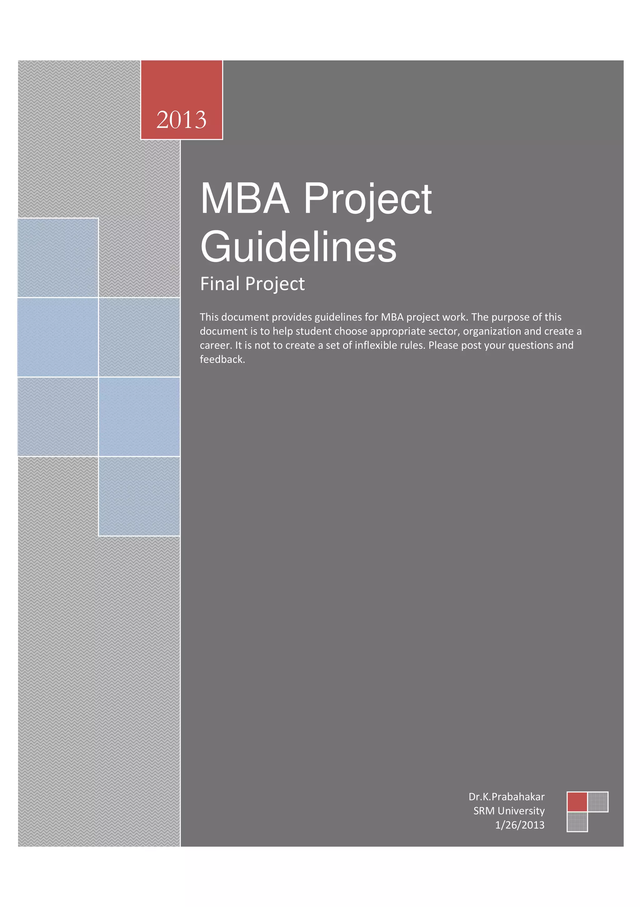 Project guidelines for mba | PDF