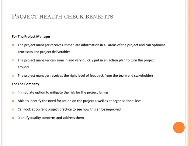 Project health check updated and improved | PDF