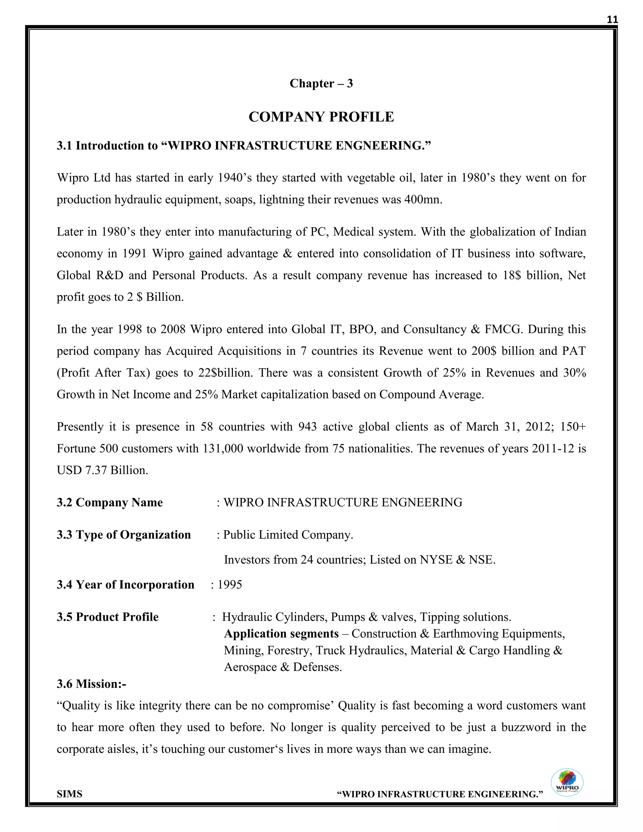 WIPRO PROJECT FILE | PDF