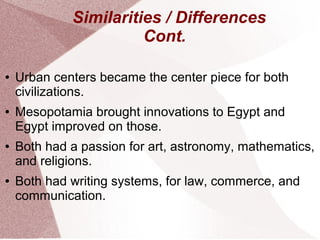 Comparison Of Early Mesopotamia and Early Egypt | PPT