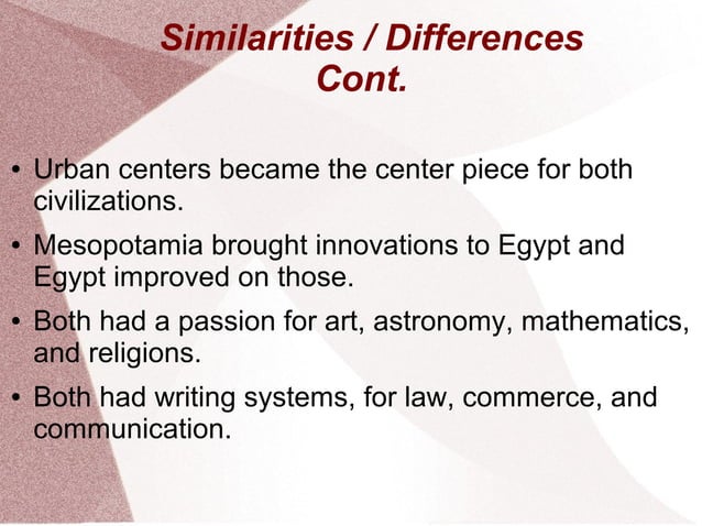 Comparison Of Early Mesopotamia and Early Egypt | PPT