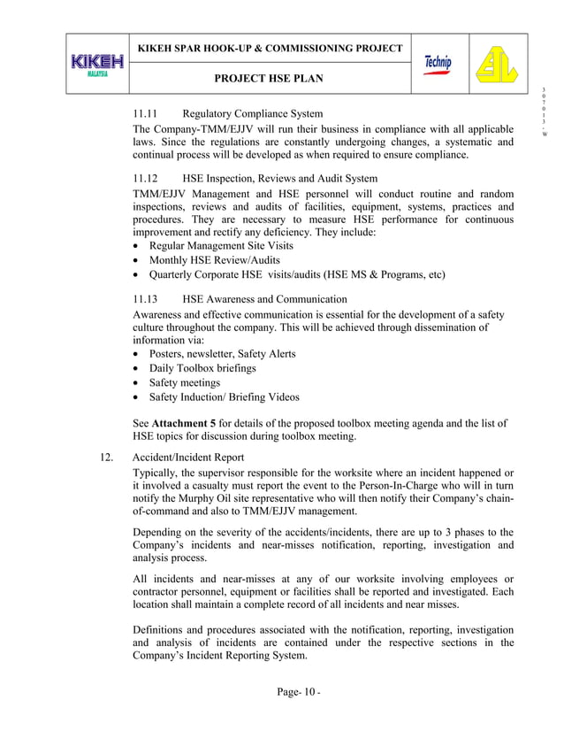 Project hse plan kikeh spar | DOC