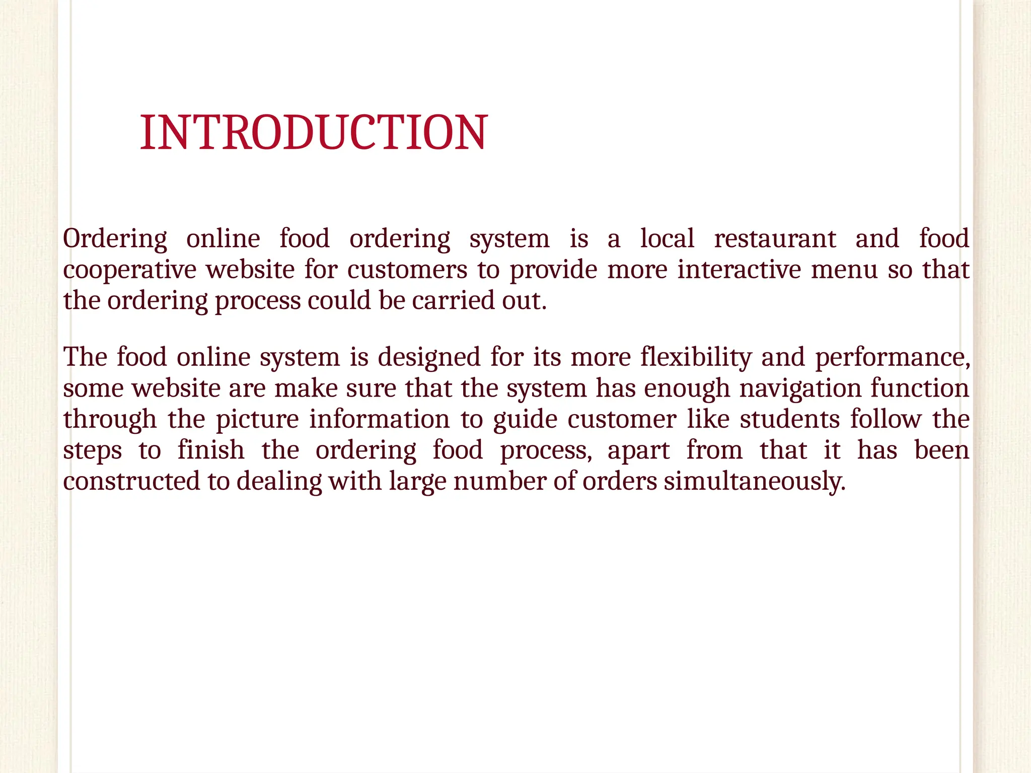 project Idea on Online food ordering system | PPT