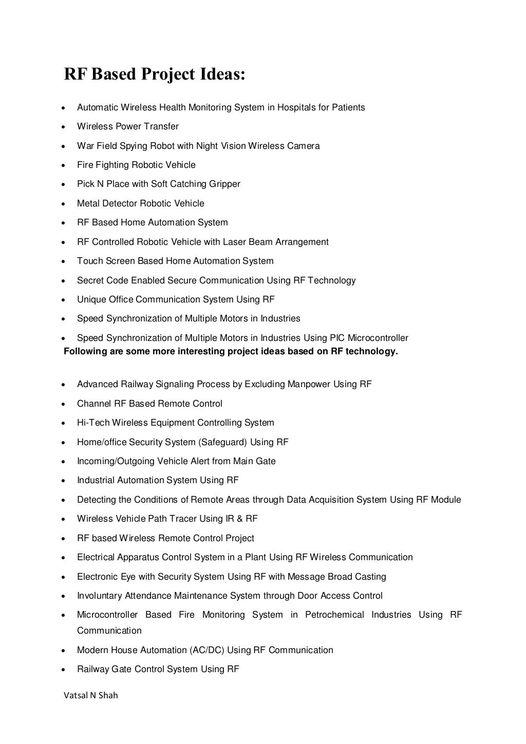 Project ideas ece students