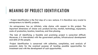 project identification in Entrepreneurship | PPT