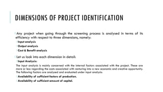 project identification in Entrepreneurship | PPTX