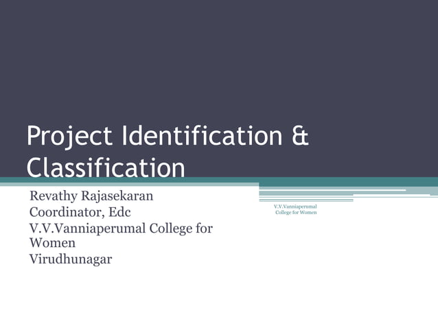 Project identification & classification | PPTX | Business | Business ...