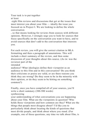 Project II Annotated Bibliography of Film ReviewsArticles + Shor.docx