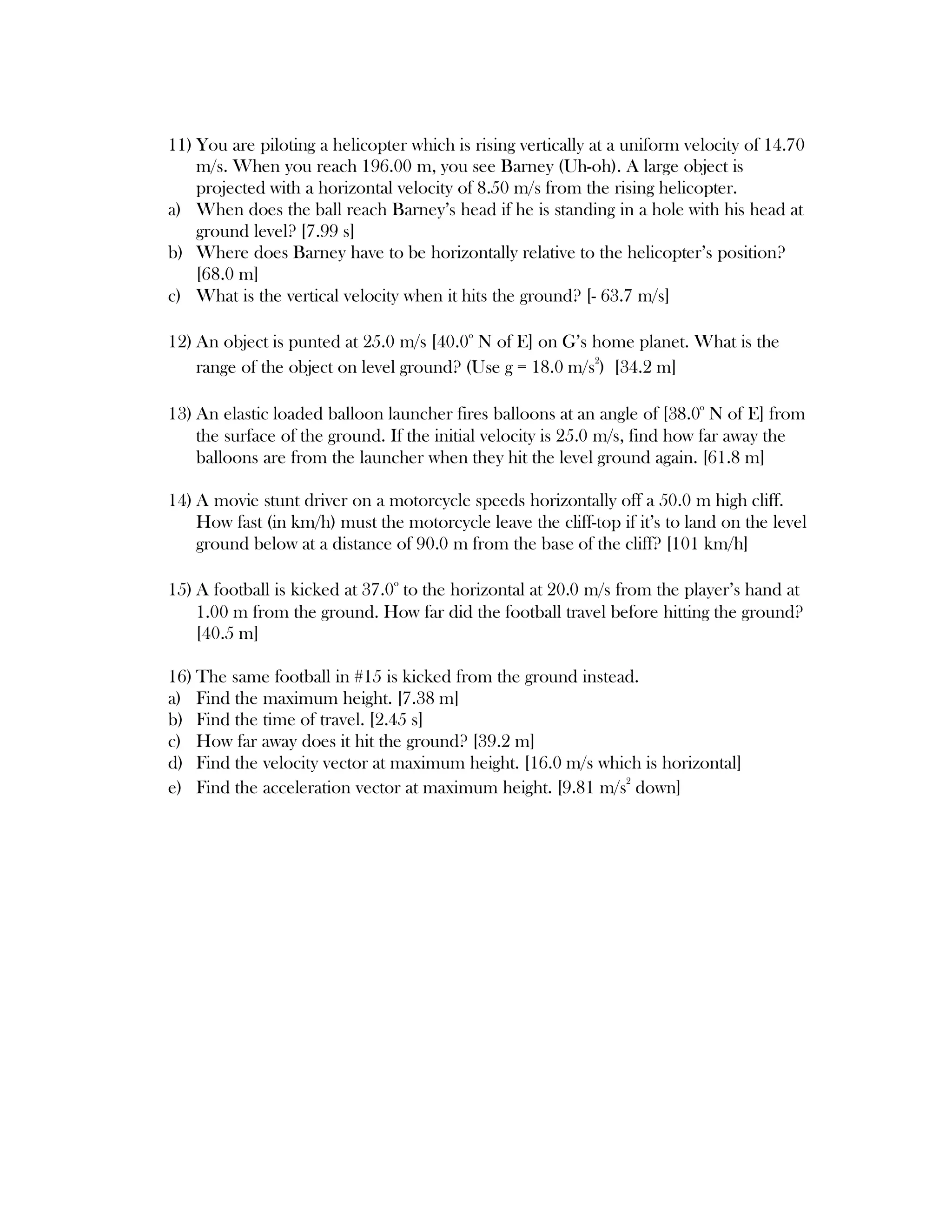 Projectile worksheet | PDF
