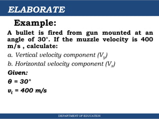 PROJECTILE MOTION, VERTICAL AND HORIZAONTAL COMPONENT | PPT