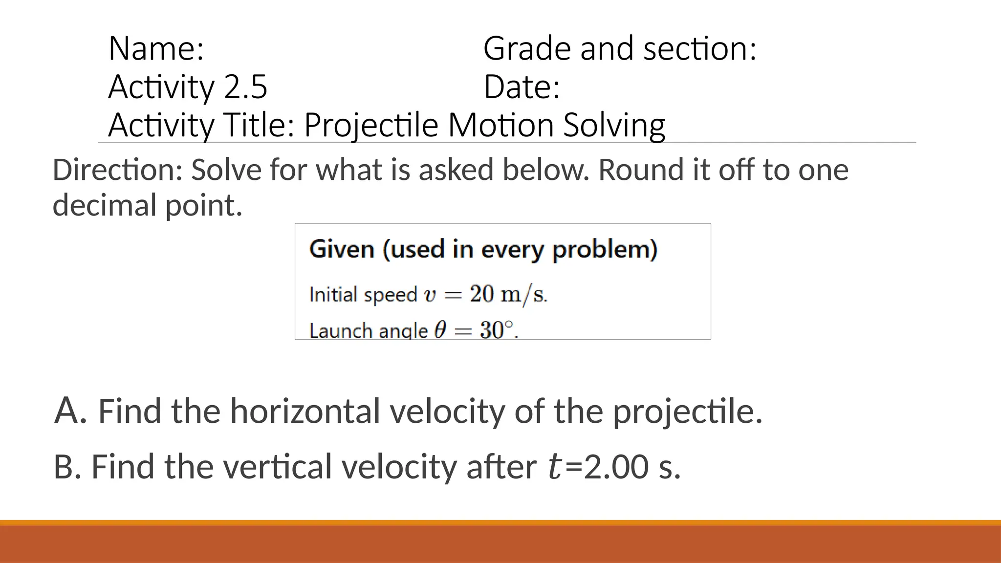 PROJECTILE MOTION FORMULAS FOR GRADE 10. pptx | PPTX