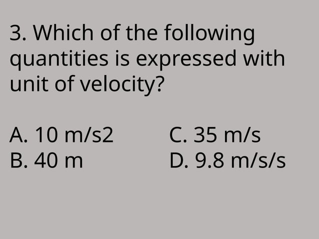 Projectile Motion Short Quiz (Vertical. Horizontal) | PPTX