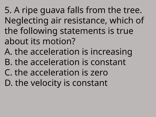 Projectile Motion Short Quiz (Vertical. Horizontal) | PPTX