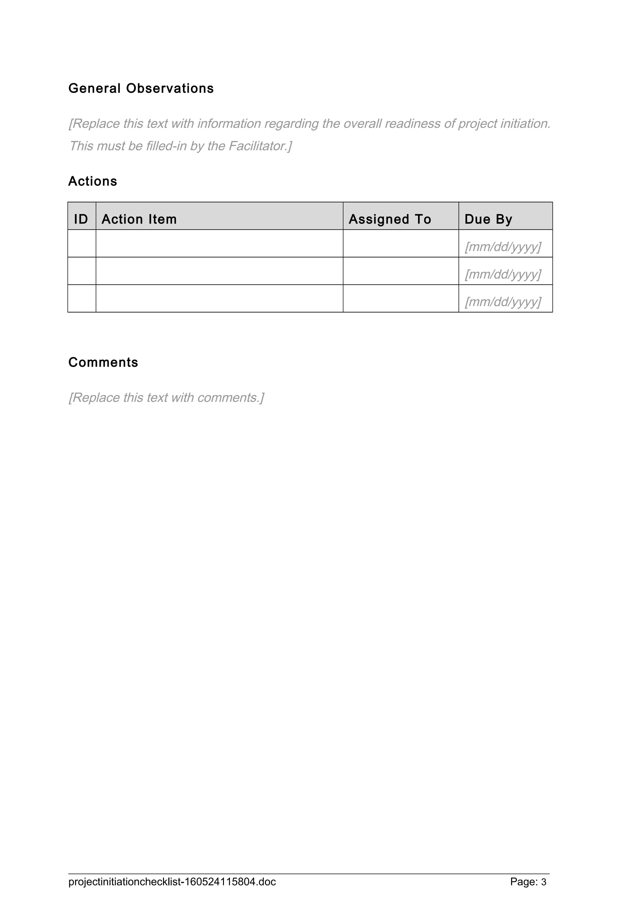 Project initiation checklist | DOC