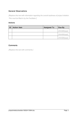 Project initiation checklist | DOC