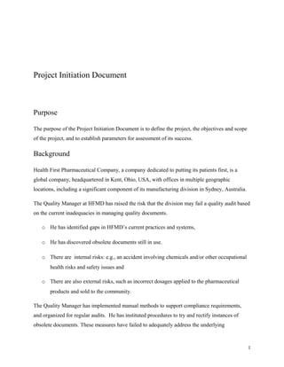 Project Initiation Document Linda Doll | DOC | Pharmaceutical Industry ...