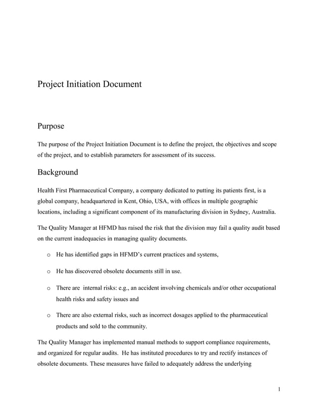 Project Initiation Document Linda Doll | PDF