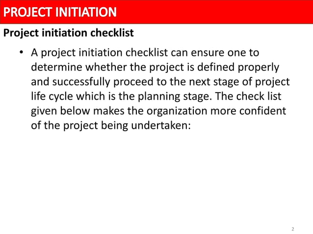 Project initiation topic 2.3_project initiation checklist | PPT