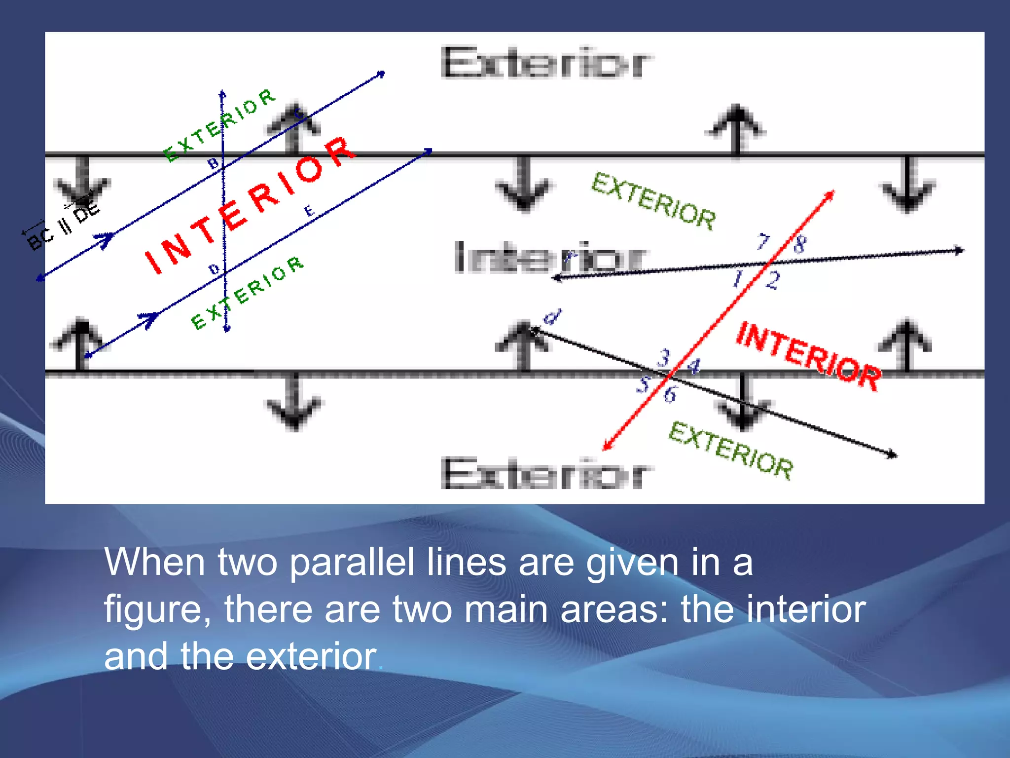 angles of parallel line cut by a transversal line | PPT