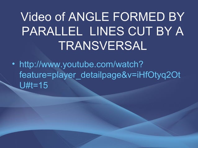 angles of parallel line cut by a transversal line | PPT