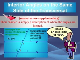 angles of parallel line cut by a transversal line | PPT