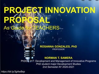 Project Innovation Proposal: A guide for Teachers | PDF