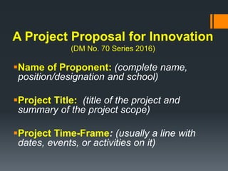 Project Innovation Proposal: A guide for Teachers | PDF