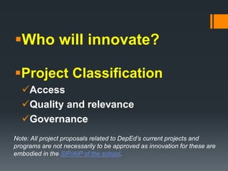 Project Innovation Proposal: A guide for Teachers | PDF