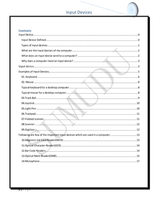Project input devices | DOCX