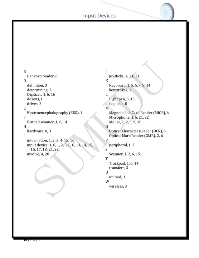 Project input devices | PDF
