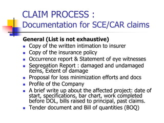 Project insurance claims | PPTX