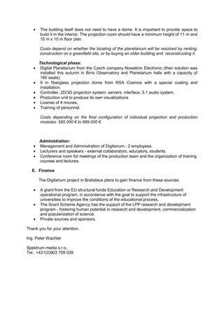 Project intention Digitarium Bratislava | PDF