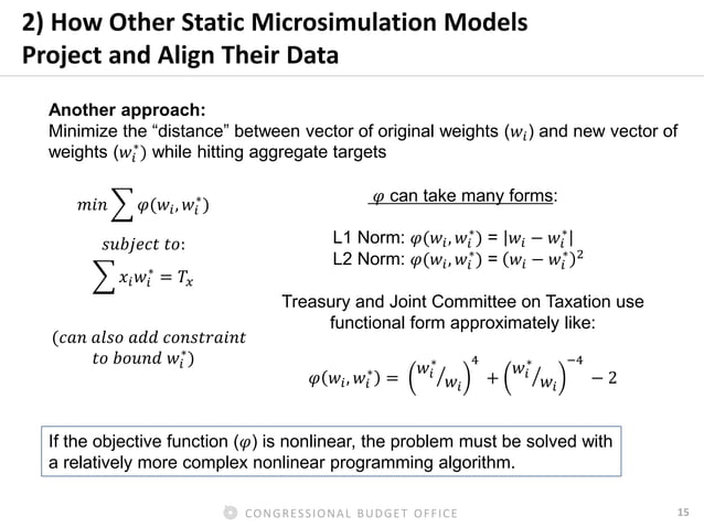 Projection And Alignment Methods For Static Microsimulation Models Ppt 0368