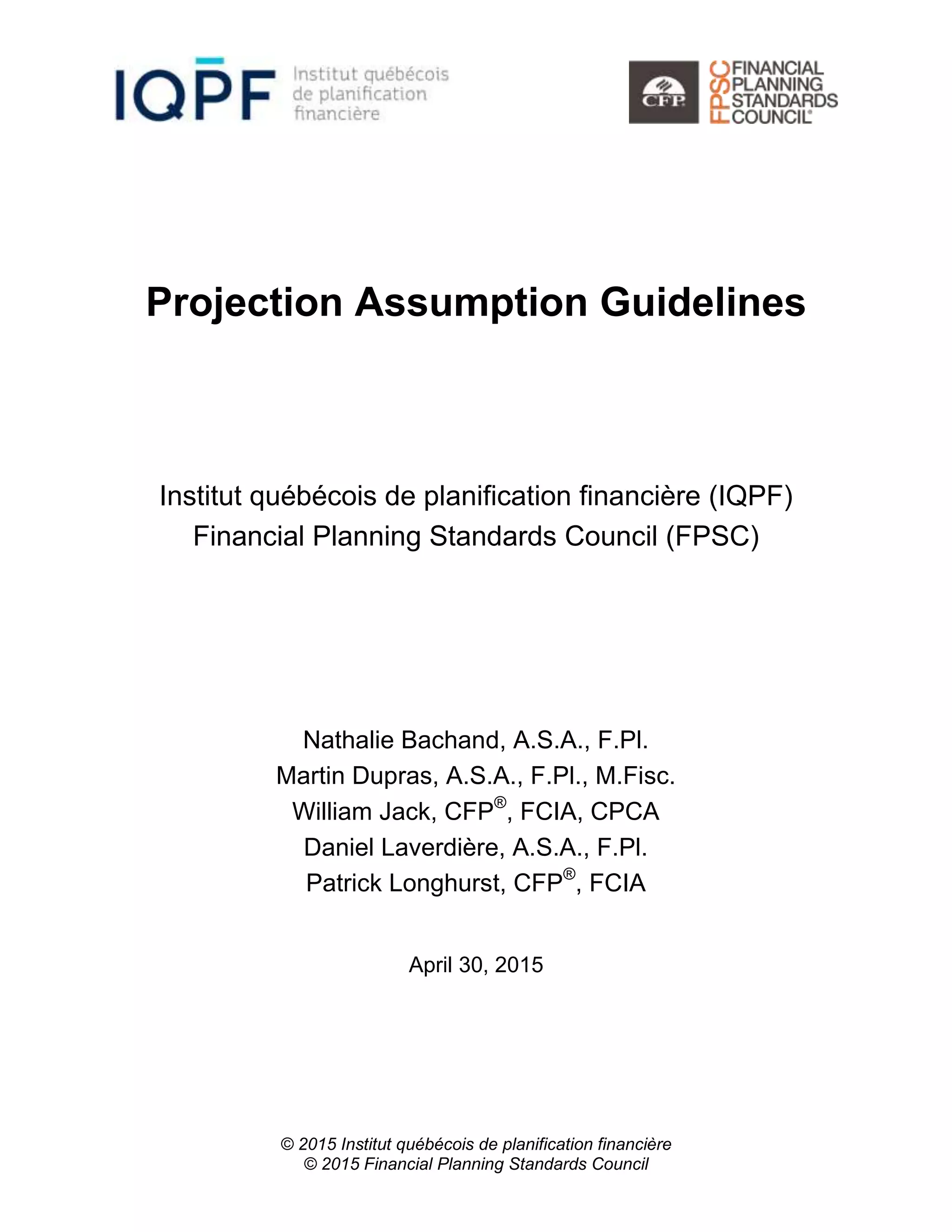 Projection Assumption Guidelines | PDF | Business Accounting & Finance ...