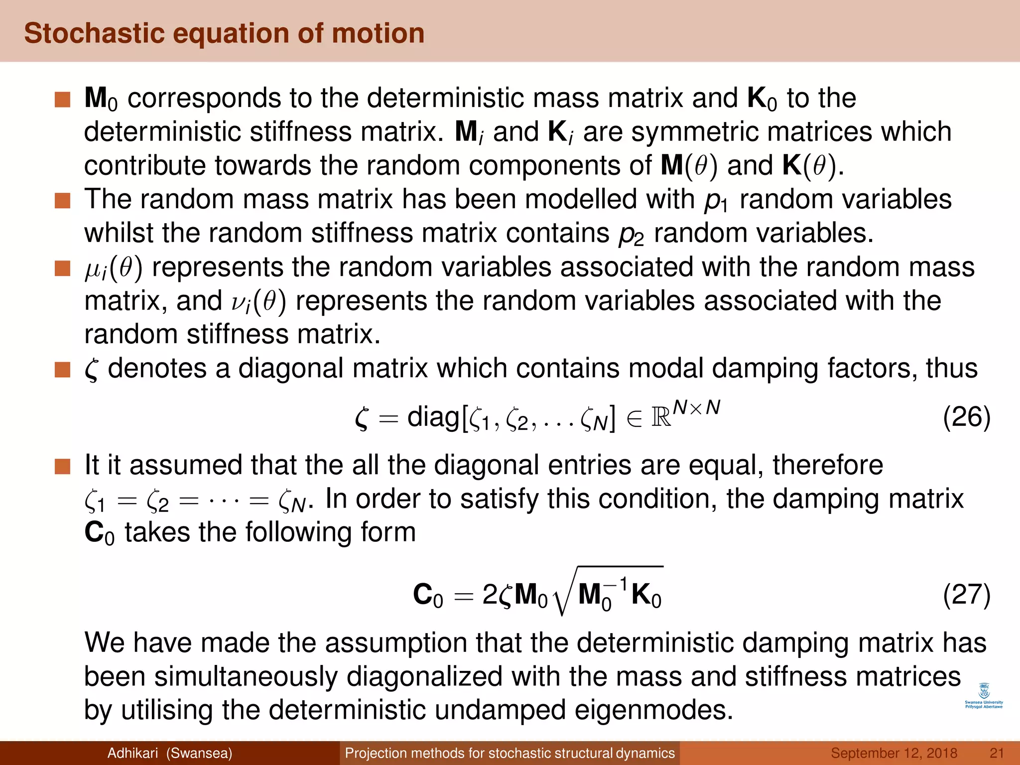 Projection Methods For Stochastic Structural Dynamics Ppt
