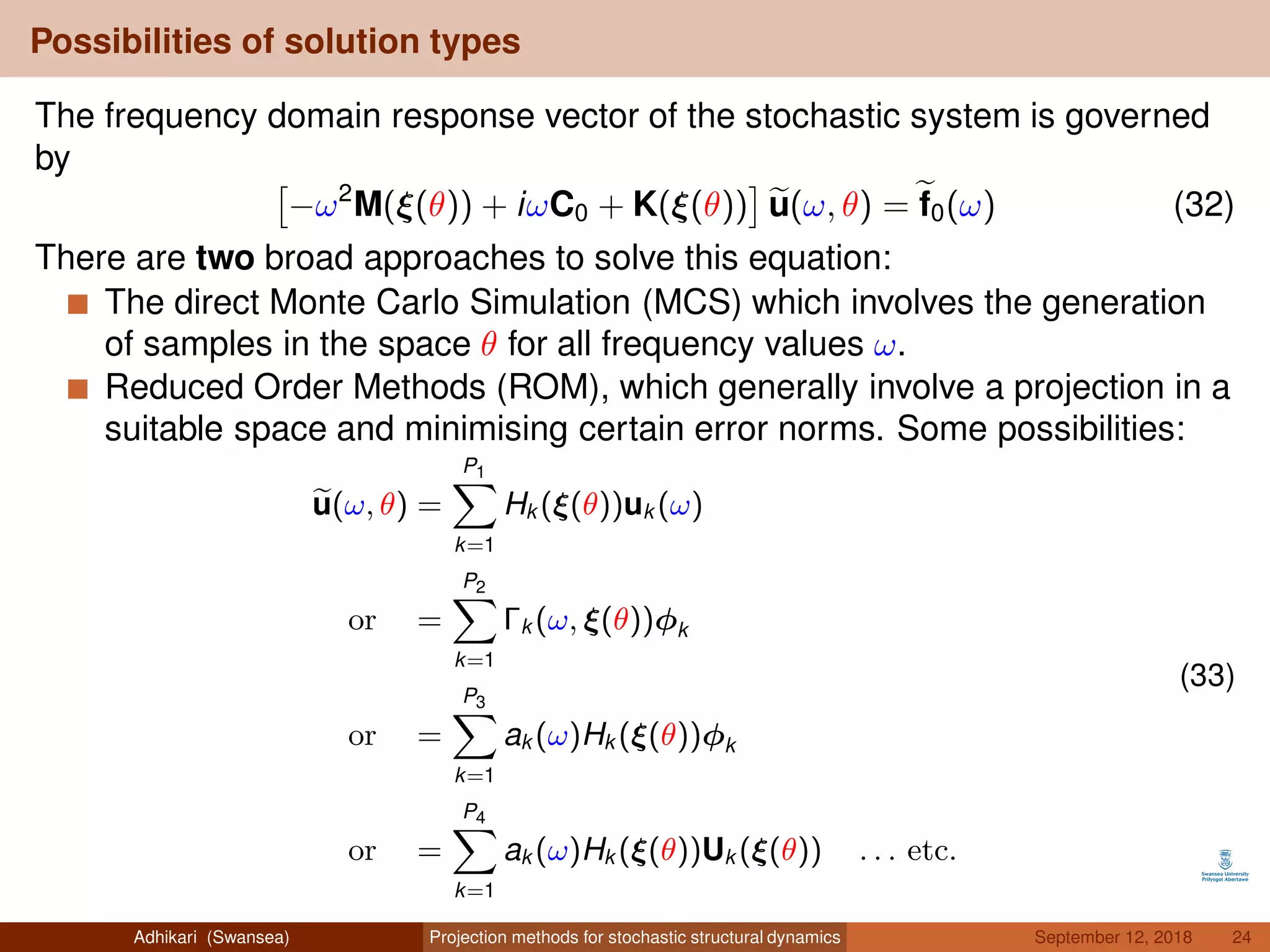 Projection Methods For Stochastic Structural Dynamics Ppt