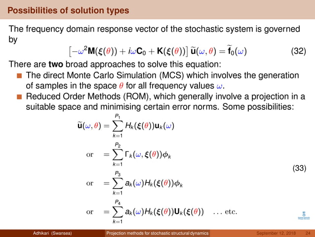 Projection Methods For Stochastic Structural Dynamics Pdf Physics